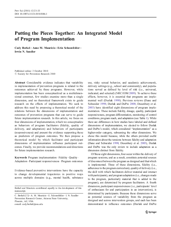 (PDF) Putting the Pieces Together: An Integrated Model of Program ...