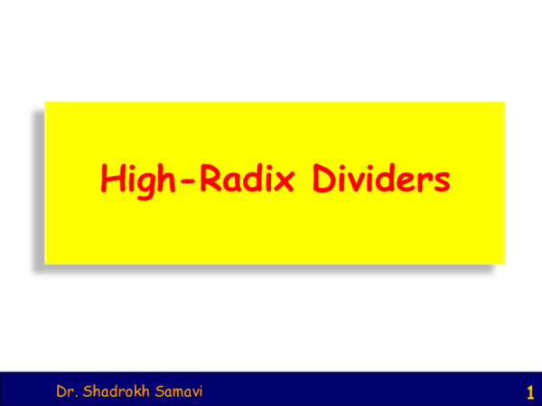 (PDF) High-Radix Dividers