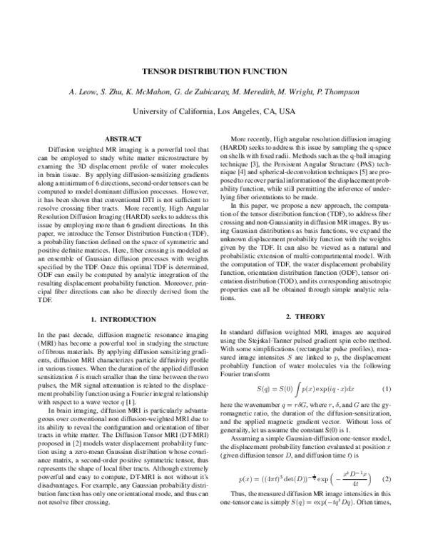 Pdf The Tensor Distribution Function