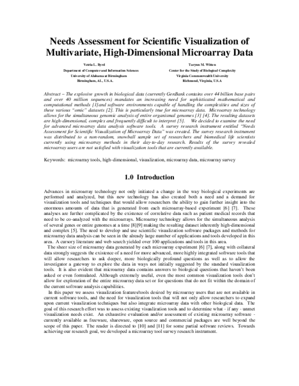 (PDF) Needs Assessment for Scientific Visualization of Multivariate, High-Dimensional Microarray ...