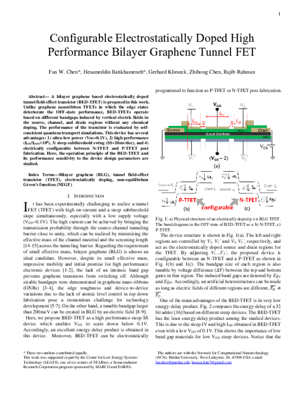 (PDF) Configurable Electrostatically Doped High Performance Bilayer Graphene Tunnel FET