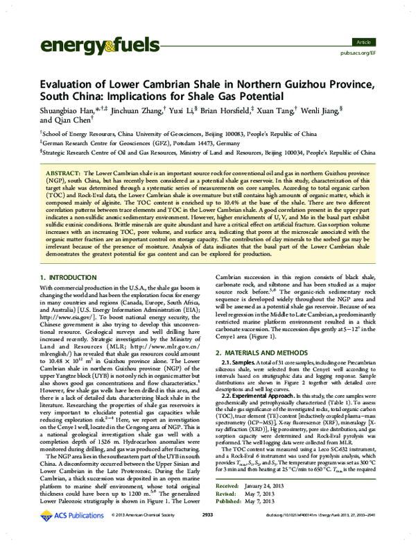 (PDF) Evaluation of Lower Cambrian Shale in Northern Guizhou Province ...