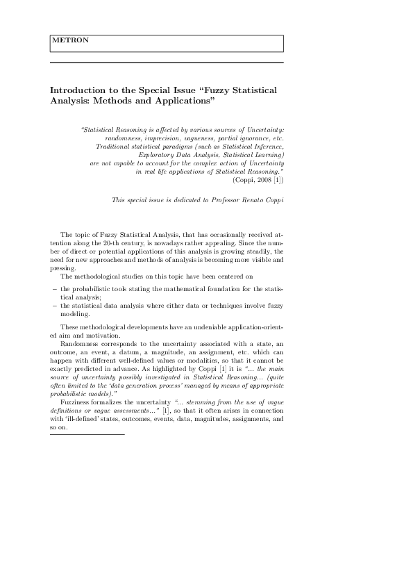 Pdf Fuzzy Statistical Methods And Applications