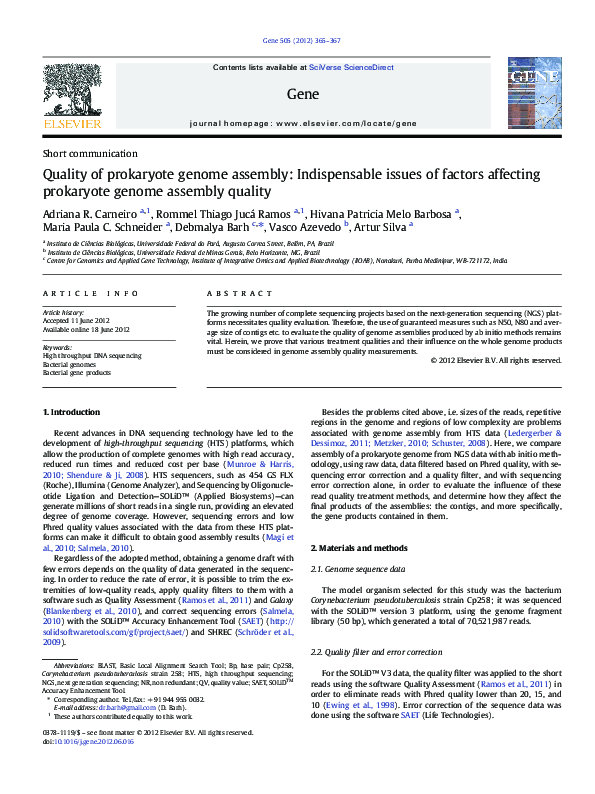 (PDF) Quality of prokaryote genome assembly: Indispensable issues of ...