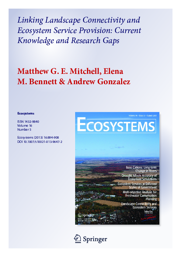 (PDF) Linking Landscape Connectivity and Ecosystem Service Provision ...