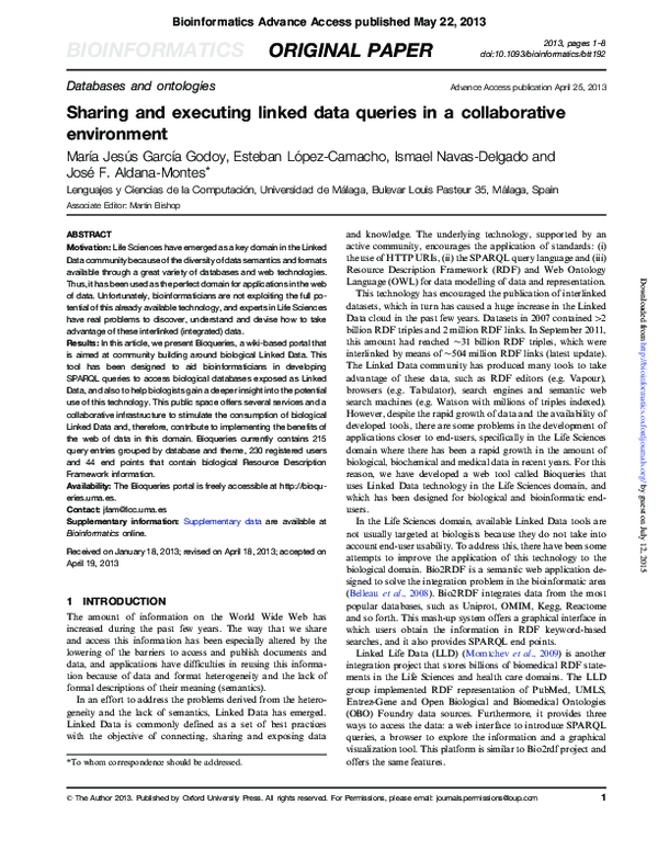 (PDF) Sharing and executing linked data queries in a collaborative environment