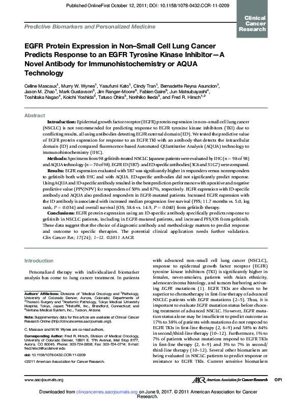 (PDF) EGFR Protein Expression in Non-Small Cell Lung Cancer Predicts ...