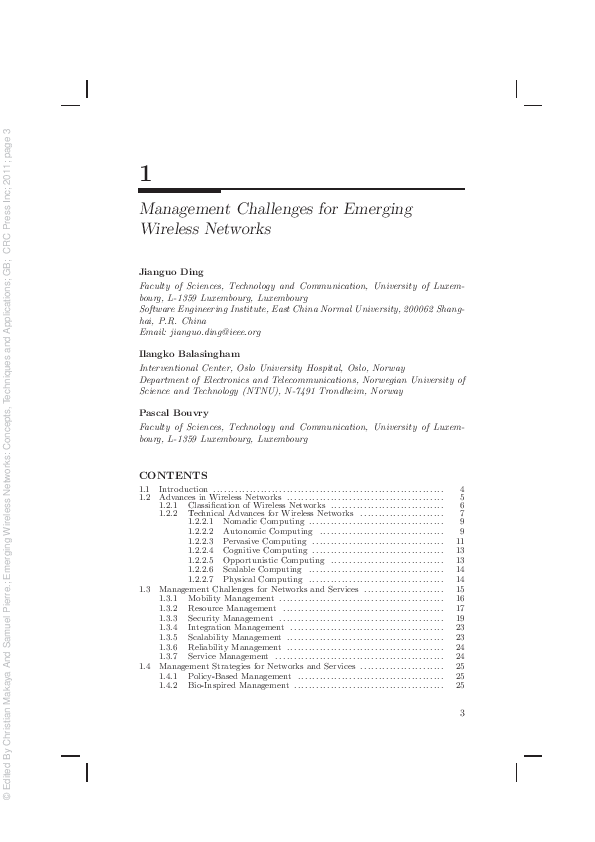 (PDF) Management Challenges for Emerging Wireless Networks