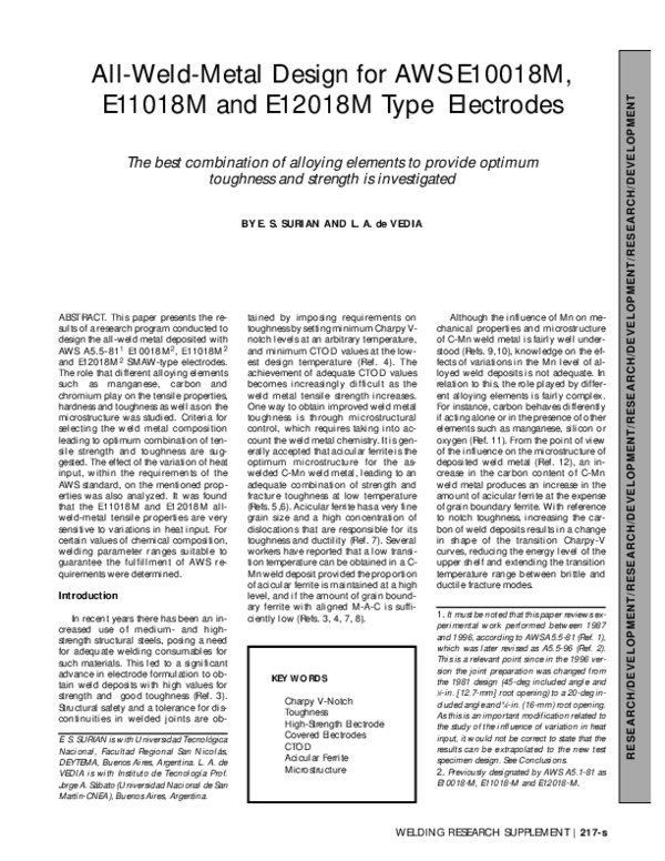 (PDF) All-weld-metal design for AWS E10018M, E11018M and E12018M type ...