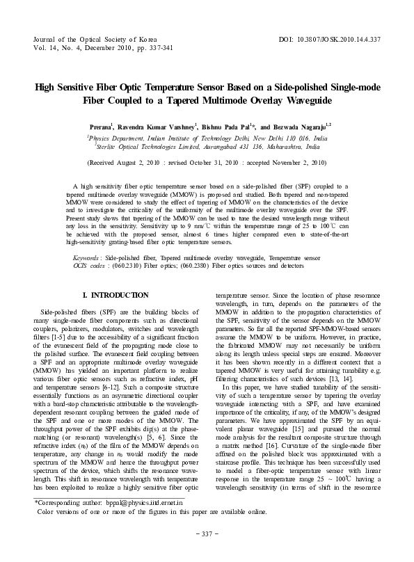 (PDF) High Sensitive Fiber Optic Temperature Sensor Based on a Side-polished Single-mode Fiber ...