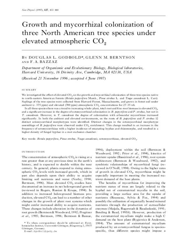 (PDF) Growth and mycorrhizal colonization of three North American tree ...