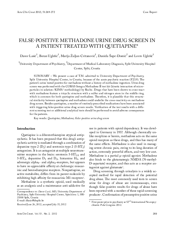 (PDF) False-positive methadone urine drug screen in a patient treated ...