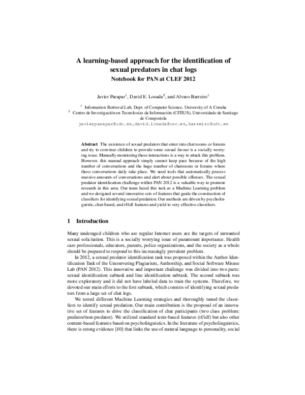 (PDF) A Learning-Based Approach for the Identification of Sexual ...