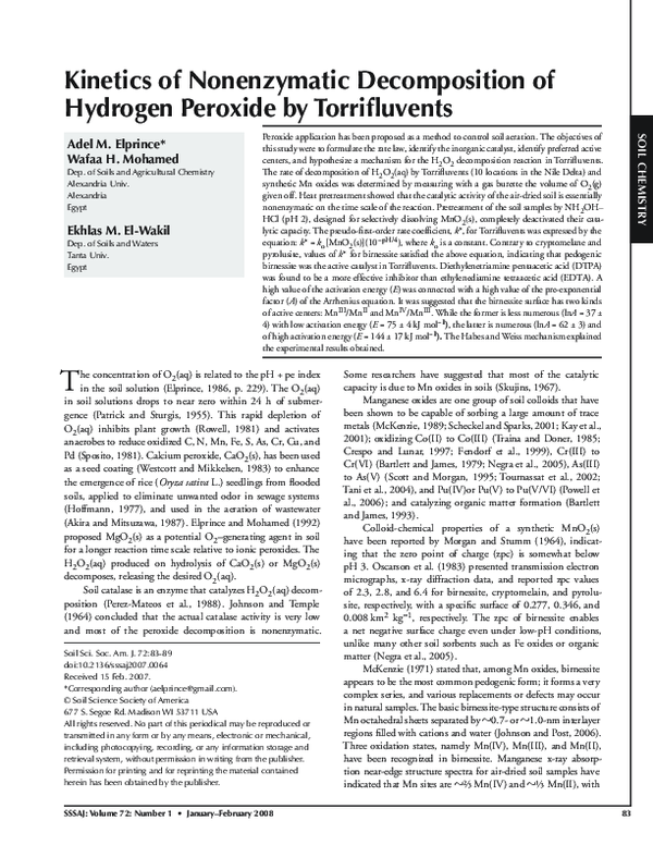 (PDF) Kinetics of Nonenzymatic Decomposition of Hydrogen Peroxide by ...