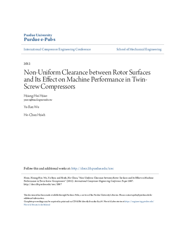 (PDF) Non-Uniform Clearance between Rotor Surfaces and Its Effect on ...
