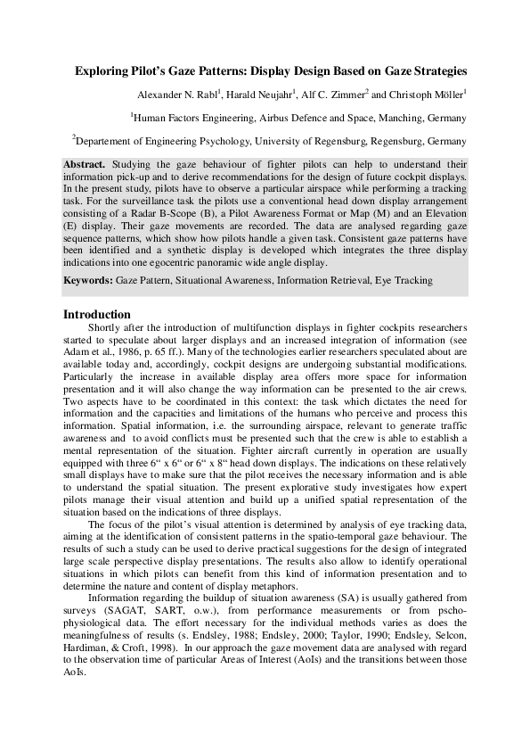 (PDF) Exploring Pilot’s Gaze Patterns: Display Design Based on Gaze ...