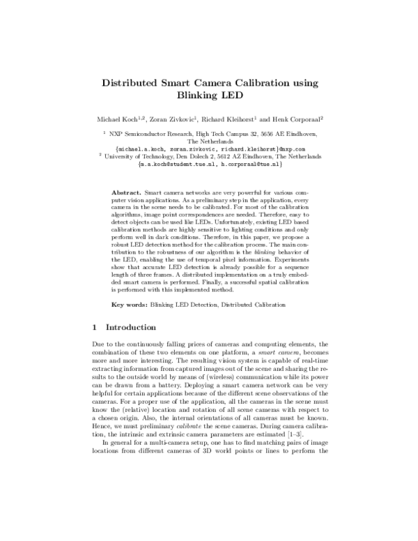 (PDF) Distributed Smart Camera Calibration Using Blinking LED