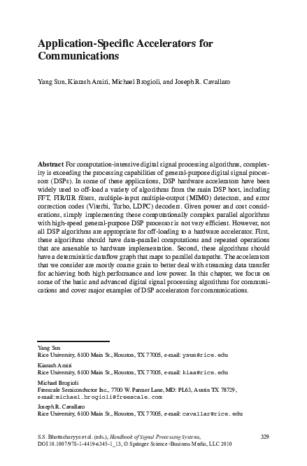 (PDF) Application-Specific Accelerators for Communications