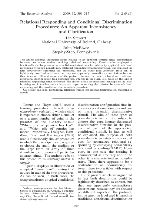 (PDF) Relational responding and conditional discrimination procedures ...