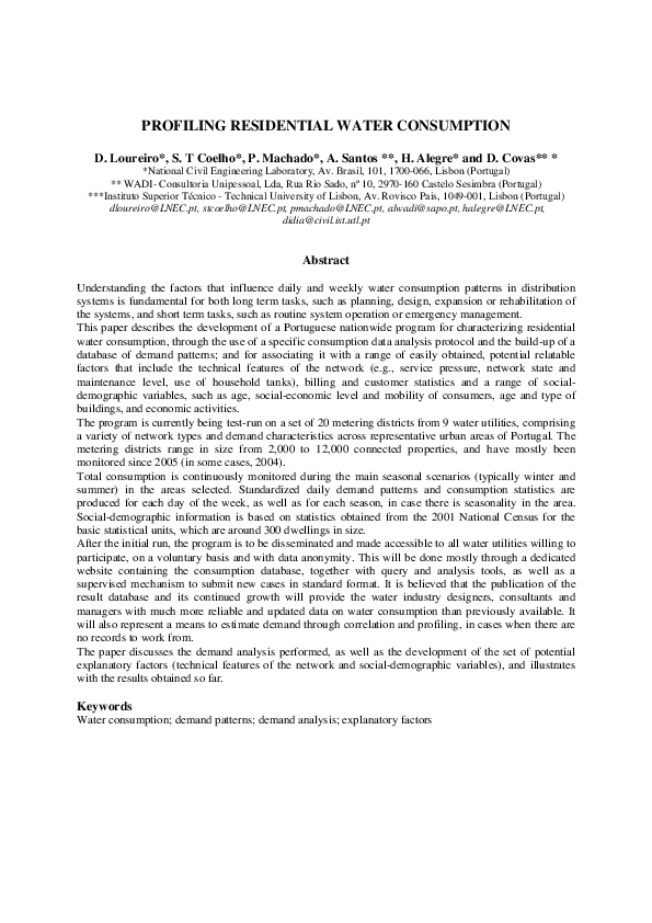 (PDF) Profiling residential water consumption