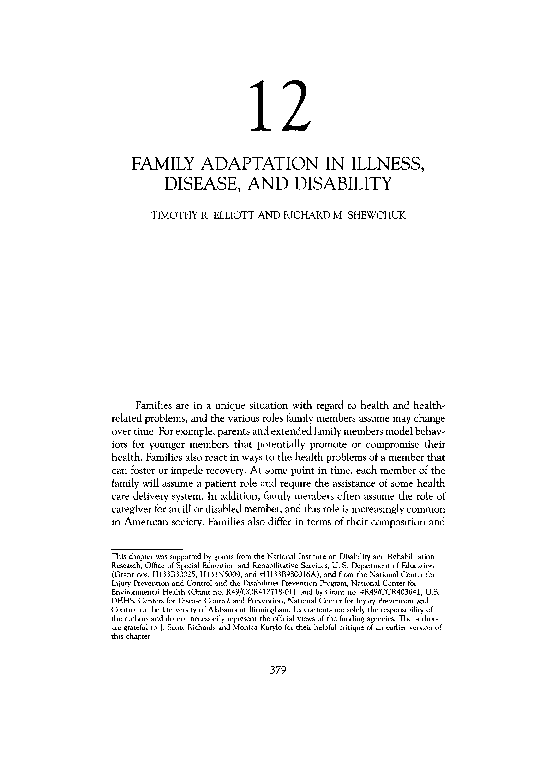 (PDF) Family adaptation in illness, disease, and disability