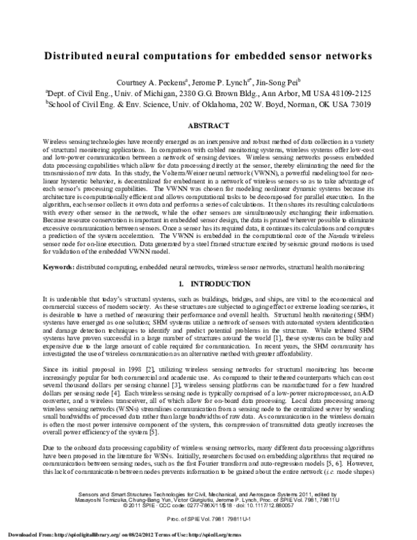 Pdf Decentralized Vwnn For Wireless Sensor Networks 