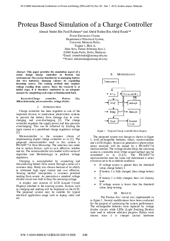 (PDF) Proteus based simulation of a charge controller