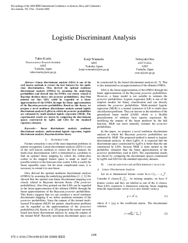 (PDF) Logistic discriminant analysis