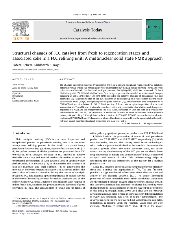(PDF) Structural changes of FCC catalyst from fresh to regeneration ...