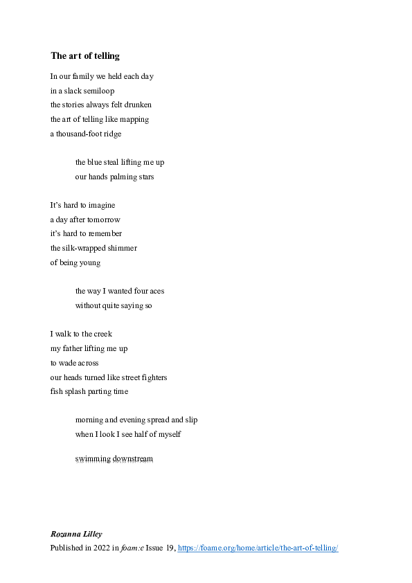 (PDF) The art of telling (poem)