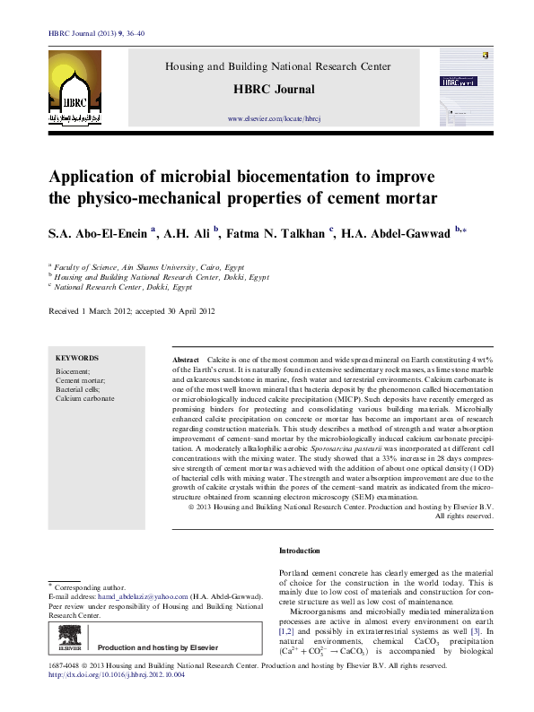 (PDF) Application of microbial biocementation to improve the physico ...