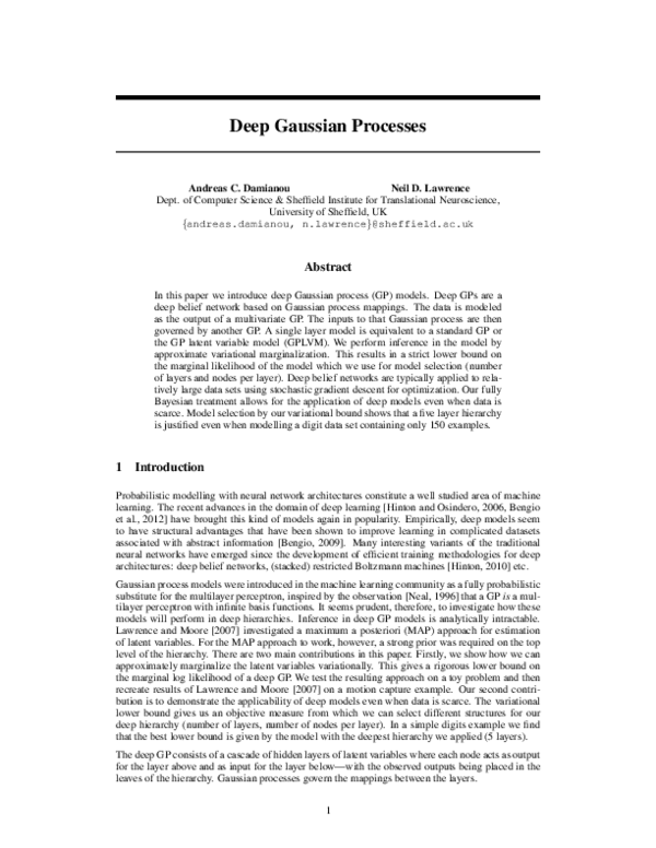 (PDF) Deep Gaussian Processes