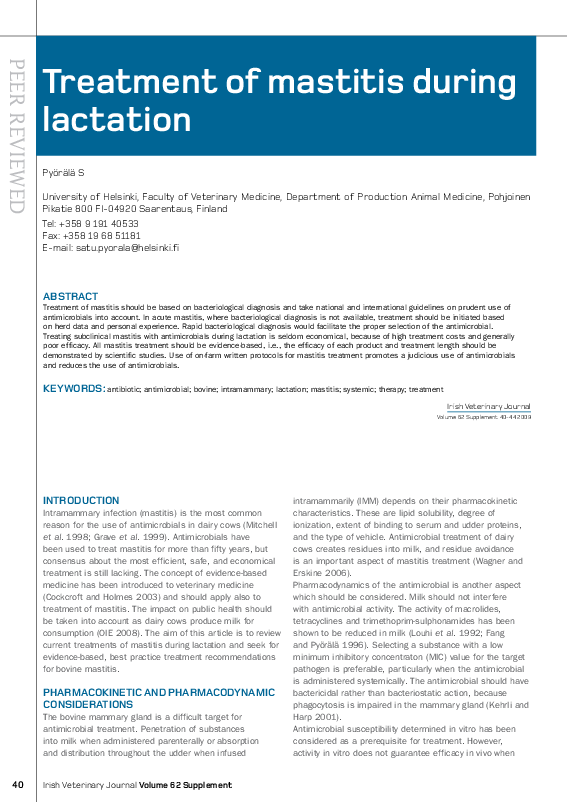 (PDF) Treatment of mastitis during lactation