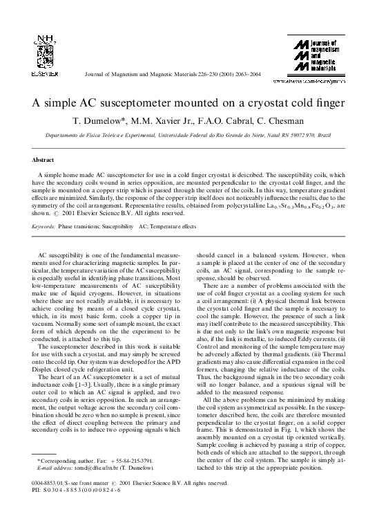 (PDF) A simple AC susceptometer mounted on a cryostat cold finger ...