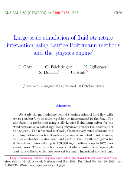 Pdf Large Scale Simulation Of Fluid Structure Interaction Using