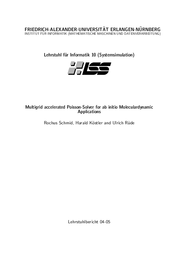 Pdf Multigrid Accelerated Poisson Solver For Ab Initio