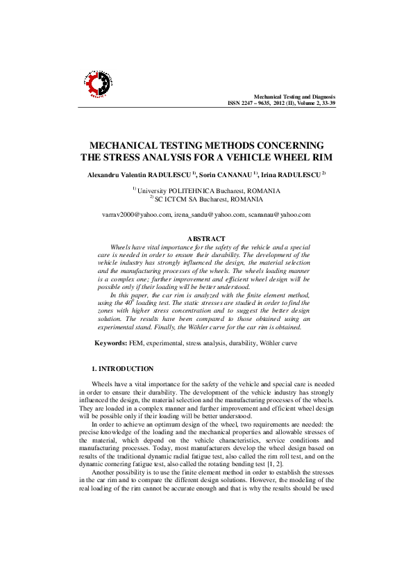 (PDF) Mechanical Testing Methods Concerning the Stress Analysis for a ...
