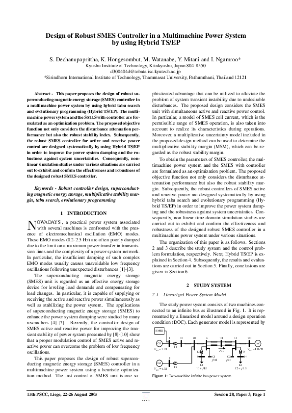 (PDF) Design of Robust SMES Controller in a Multimachine Power System by using Hybrid TS/EP
