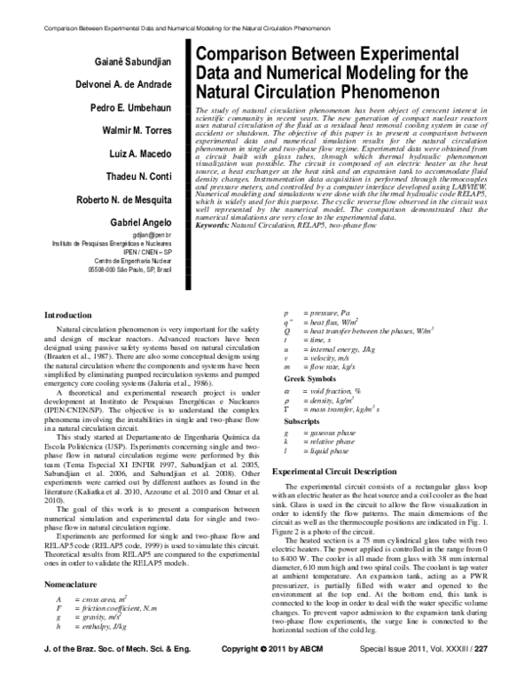 Pdf Comparison Between Experimental Data And Numerical Modeling For