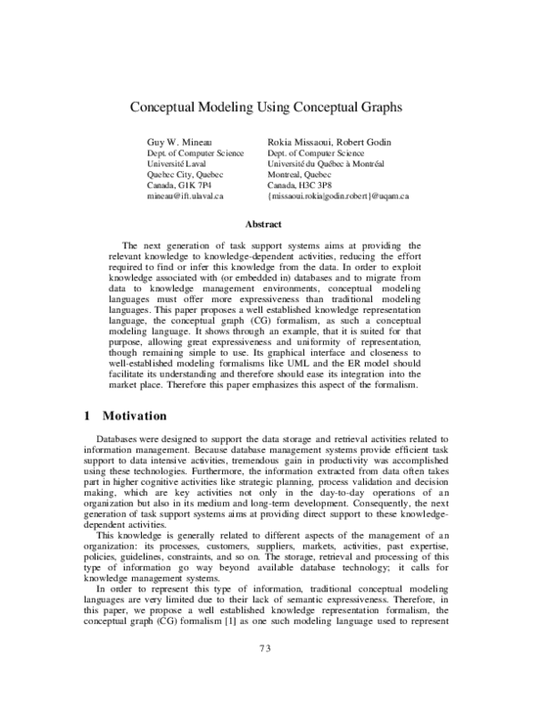Pdf Conceptual Modeling Using Conceptual Graphs Robert Godin