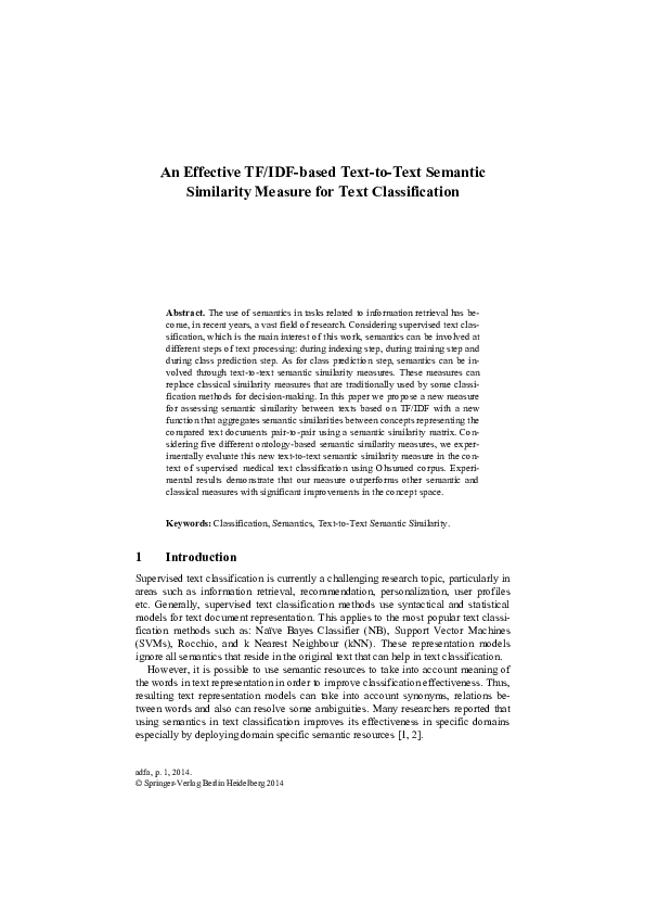 (PDF) An Effective TF/IDF-Based Text-to-Text Semantic Similarity ...