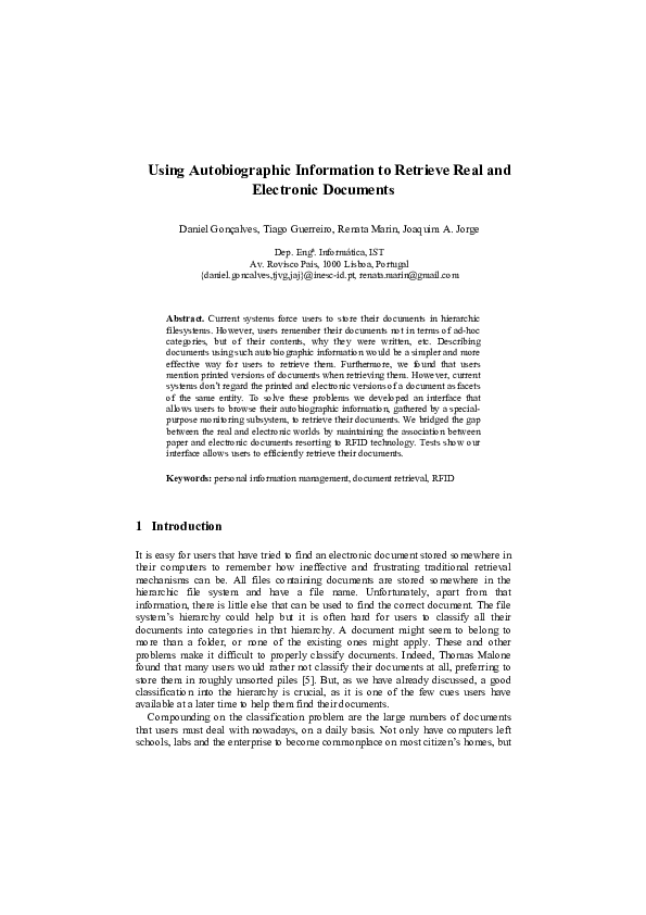 (PDF) Part III-Retrieval, Searching, Browsing and Navigation-Using Autobiographic Information to ...