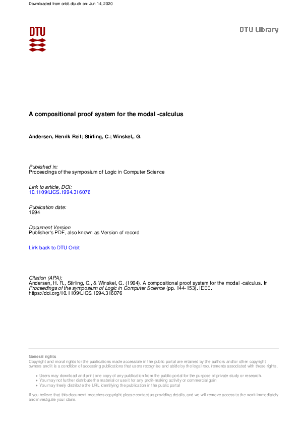 (PDF) A compositional proof system for the modal μ-calculus