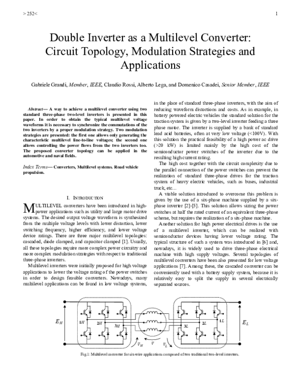 (PDF) Double Inverter as a Multilevel Converter: Circuit Topology, Modulation Strategies and ...