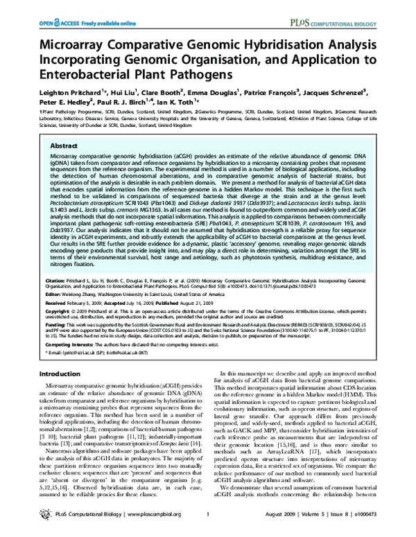 (PDF) Microarray Comparative Genomic Hybridisation Analysis Incorporating Genomic Organisation ...