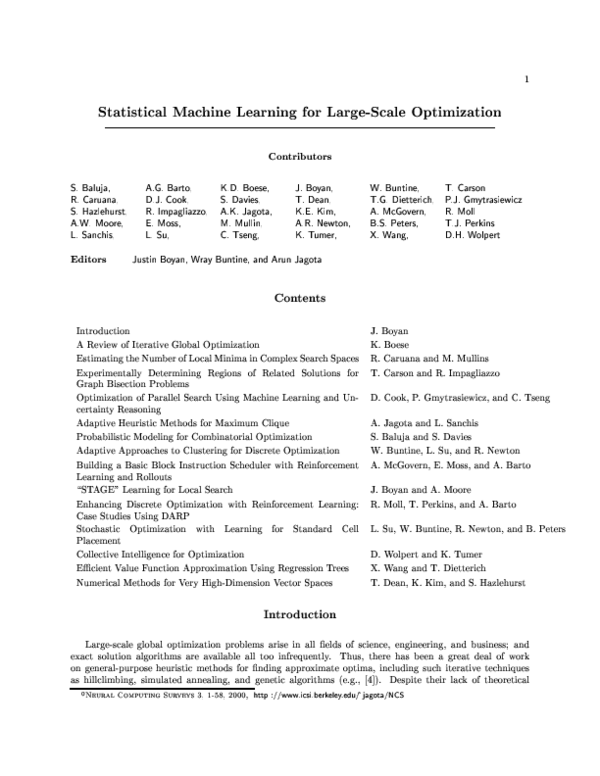 (PDF) Statistical Machine Learning for Large-Scale Optimization
