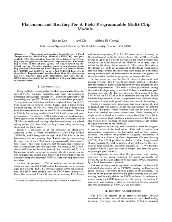 (PDF) Placement and routing for a field programmable multi-chip module