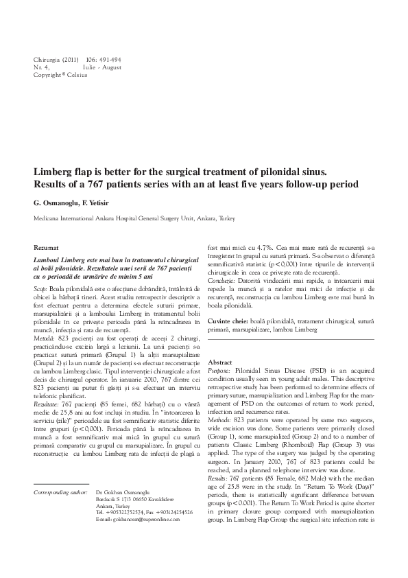 (PDF) Limberg flap is better for the surgical treatment of pilonidal ...
