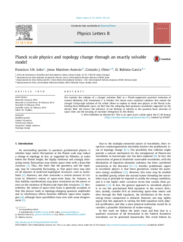 (PDF) Planck scale physics and topology change through an exactly ...