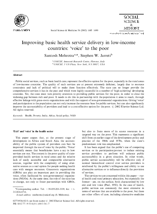 (PDF) Improving basic health service delivery in low-income countries ...